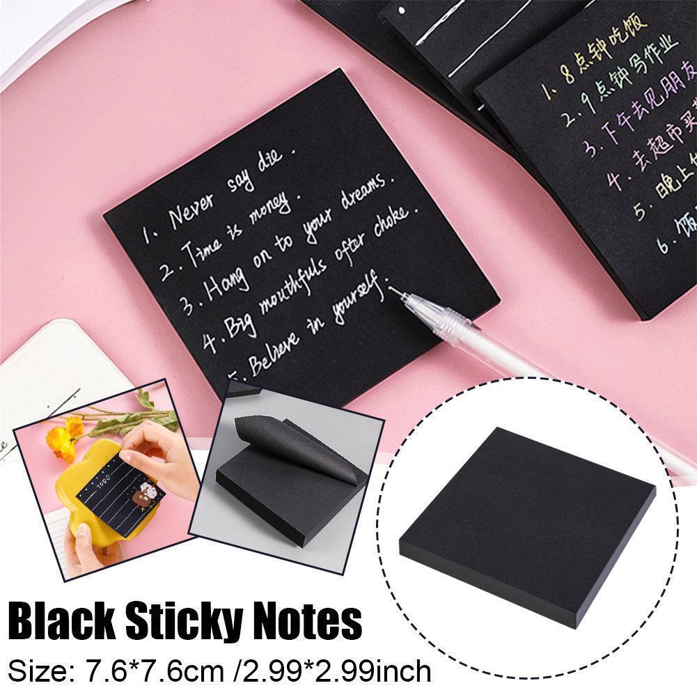 Black Sticky Notes 2.99*2.99inch 50Sheets/Pad Self-Stick Pads Notes GX ...