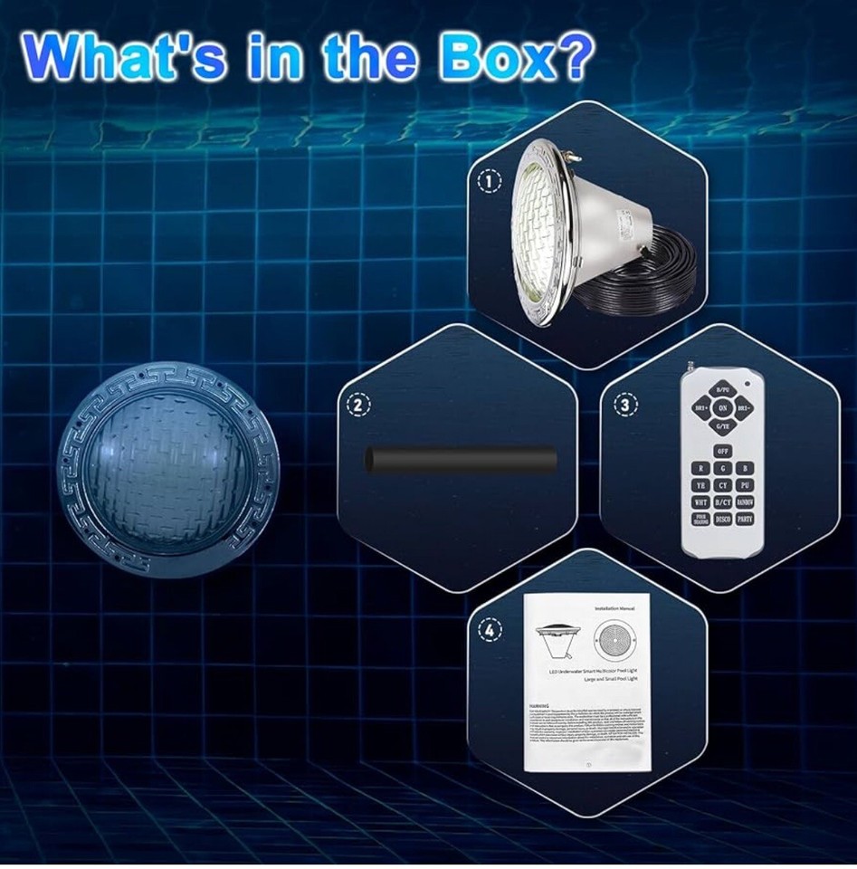 SH101300 10inch Led Pool Lights for Inground Pools, 100FT LED Pool ...