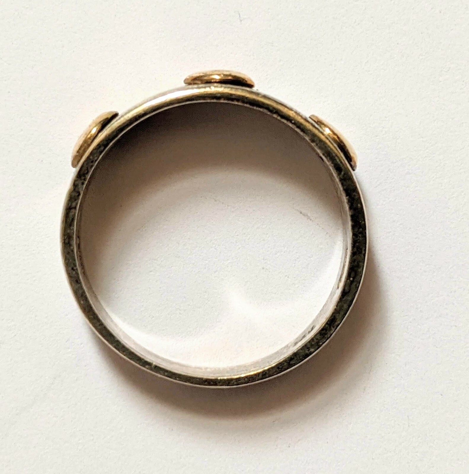 UNUSUAL Vintage RING Gold Buttons on 925 Silver Estat… - Gem