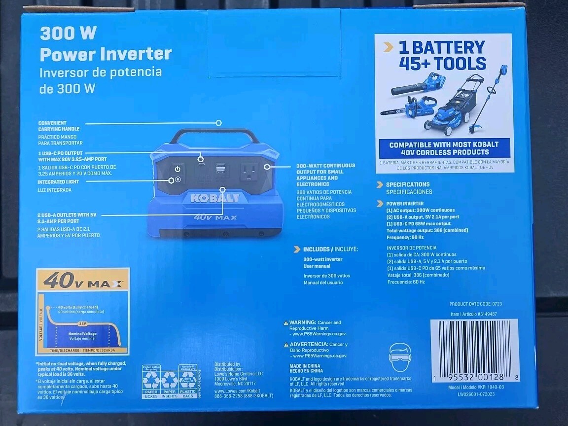 Kobalt Gen4 300-Watt Portable Power Station Power Inverter for sale ...