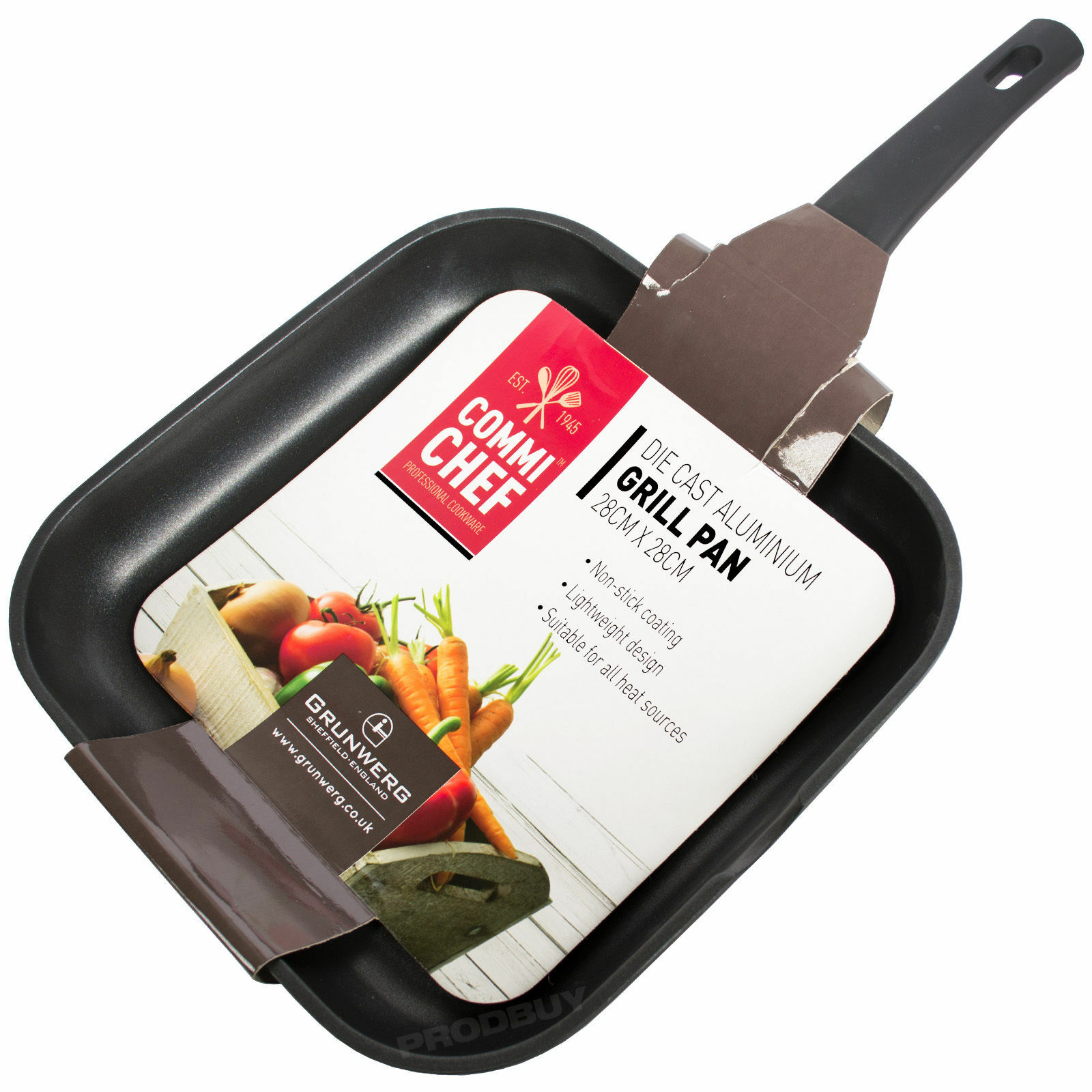Grunwerg Commi Chef Die Cast Grill Pan Square 28cm Griddle INDUCTION ...