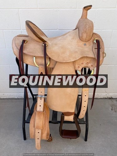 WESTERN LEATHER HORSE BARREL RACING ROPING RANCH SADDLE FULL TACK SET ...