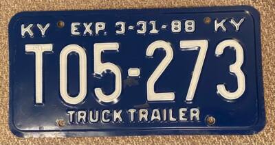 Kentucky 1988 TRUCK TRAILER License Plate T05-273 | eBay