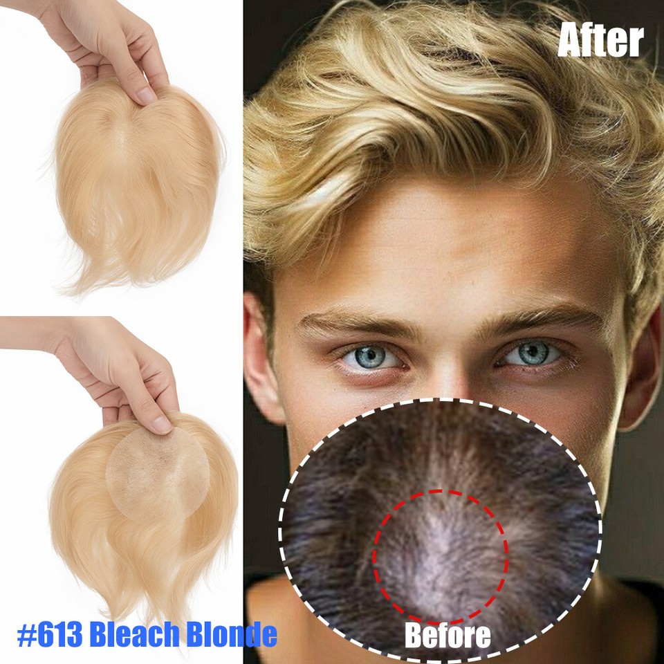 Toupee Human Hair Mini Replacement System Ultra Thin Skin PU For Bald ...