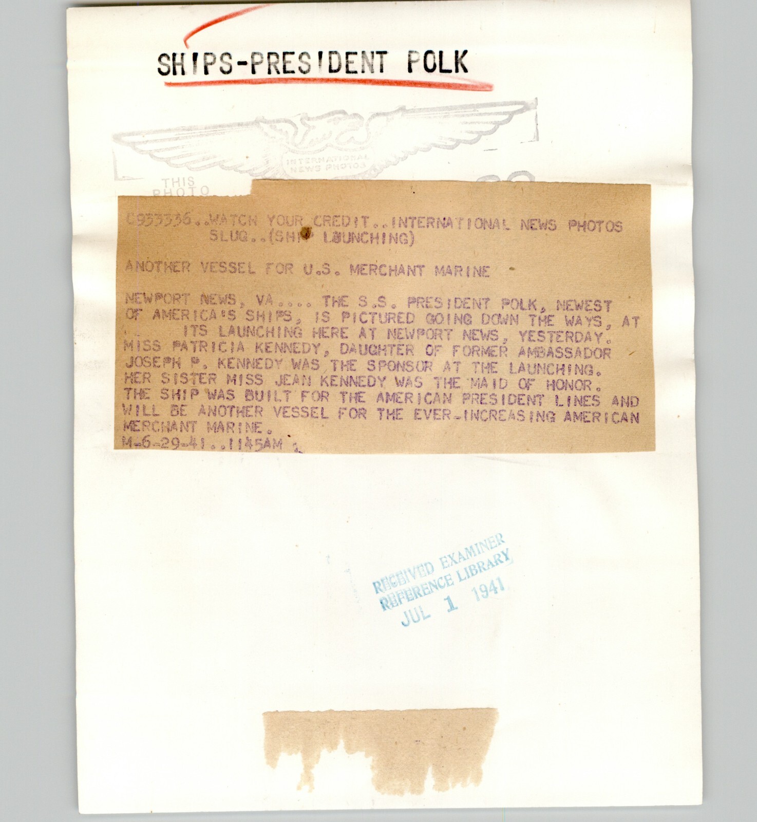 USS President POLK Navy Ship Launch @ Newport News VA WWII 1941 Press ...