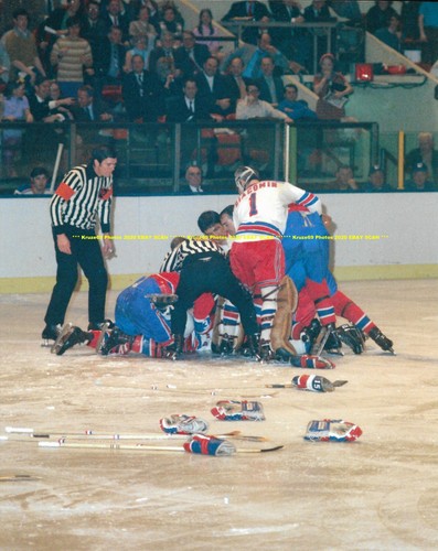 ED GIACOMIN Joins In FIGHT vs Canadiens 8x10 Photo NEW YORK RANGERS HOF ...
