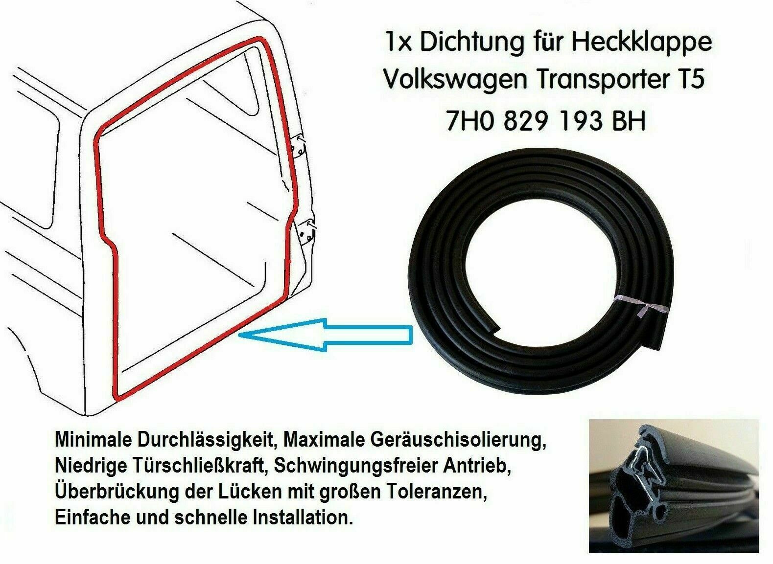Kit Joints pour VW T5 Fourgonette 2x Portes + 2x Porte Coulissante + 1x ...