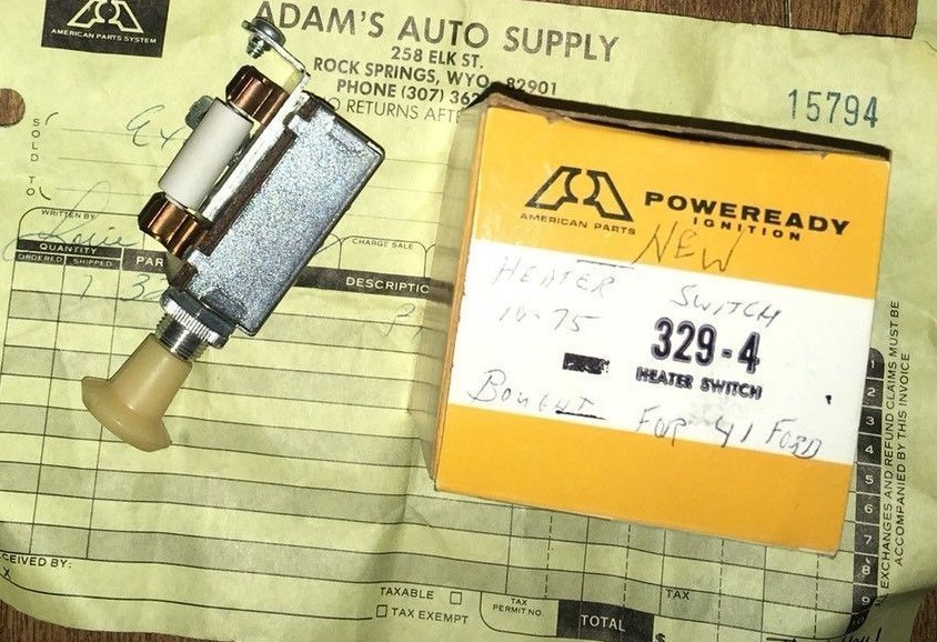 POWEREADY (BIG "A") # 329-4 HEATER SWITCH; Fits 1941 FORD | eBay