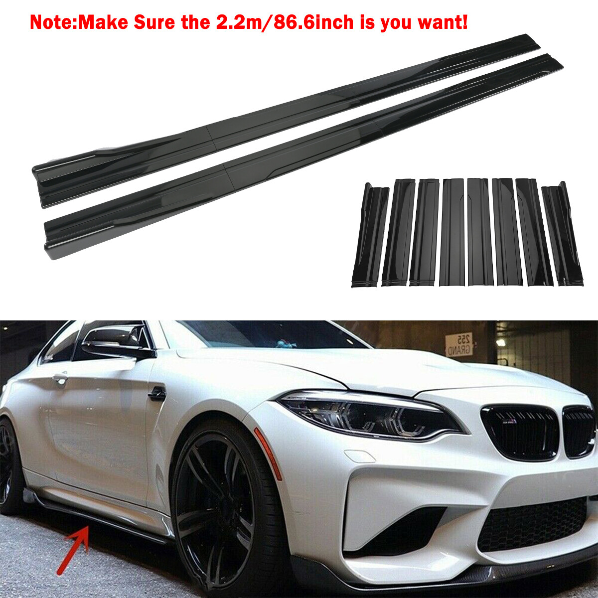 Rocker Panel Kits 75cm For Universal Car Side Skirt Extension Rocker
