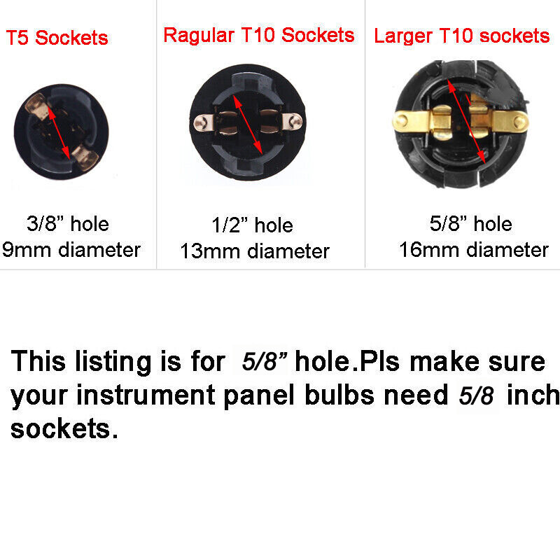 6x Larger 194 T10 5/8" Instrument Panel Cluster Light Bulb Dashboard ...