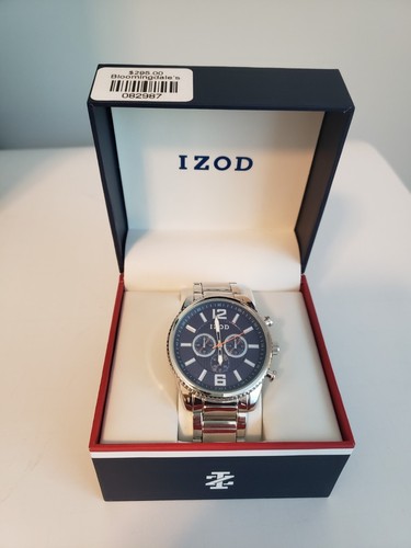 Izod Wristwatch Men's Stainless Steel Chain Luxury Sports Silver Navy ...