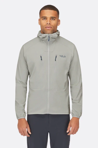 Rab Borealis Jacket Mens XL Light Zinc Gray Hood Softshell Outdoor Wind ...