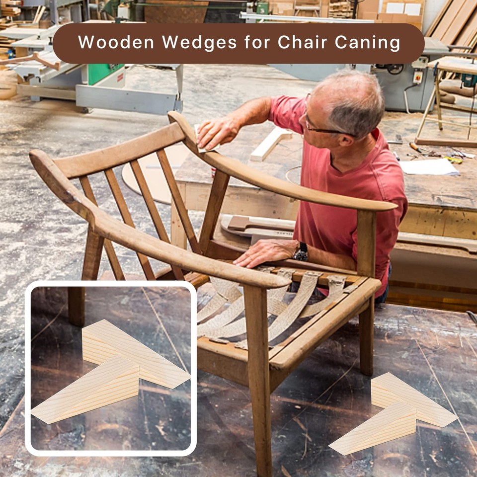 20 Pack Wooden Wedges for Chair Caning Supplies Non-Slip Wood Door ...