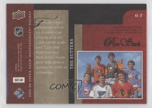 2008-09 Masterpieces Brown Framed Ron Sutter Rich Brent Brian Darryl ...