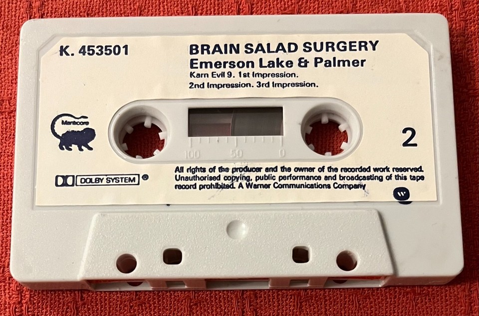 EMERSON LAKE & PALMER - UK CASSETTE TAPE - BRAIN SALAD SURGERY - PAPER ...