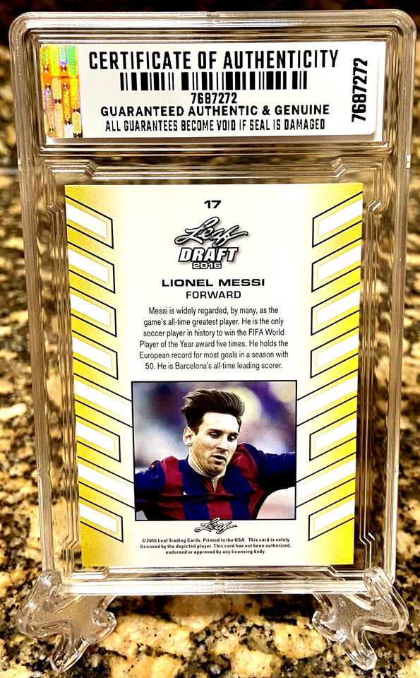 "2" CRISTIANO RONALDO & LIONEL MESSI 2016 LEAF DRAFT GRADED GEM-MT 10 ...