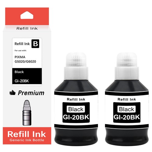 2PK Compatible Canon GI-20 GI20 Ink Bottles Work for G5020 G7020 G6020 ...