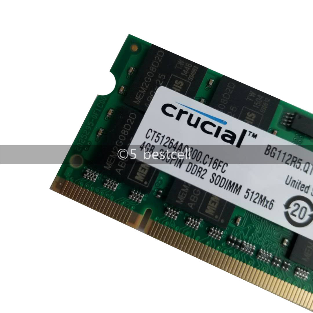 Crucial 2GB/4GB/8GB DDR2 PC2-6400 800 MHz 200pin Laptop SODIMM Memory ...