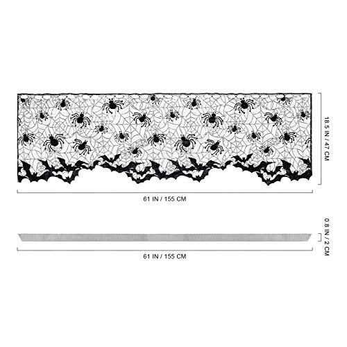 Halloween Lace Window Curtain 60 x 20 Inch Spider Web Bats Door Curtain ...
