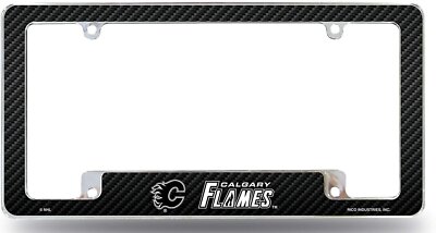 Calgary Flames Metal License License Plate Frame Tag Cover, Carbon ...