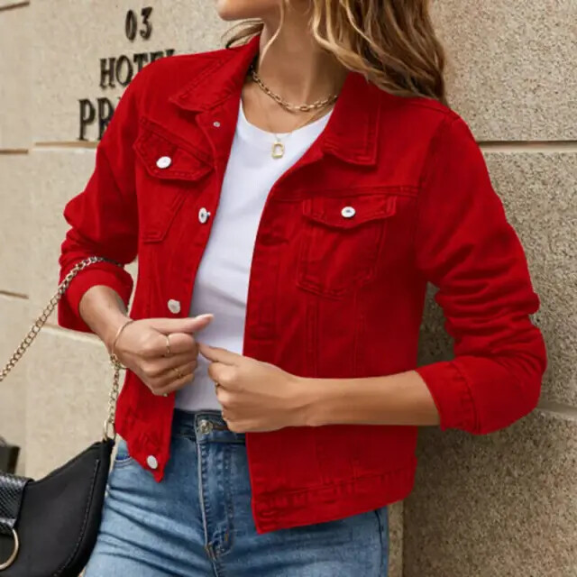 NEW Womens Denim Jacket Jean Stretch Jackets Ladies Blue Size 8 10 12 ...