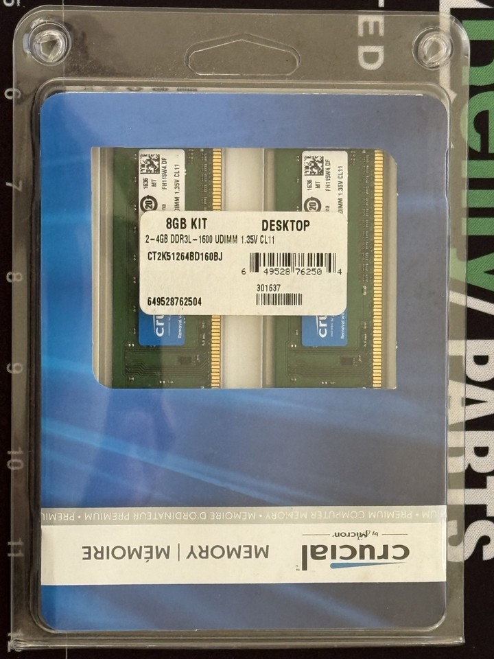 Crucial 8GB KIT Desktop Memory (4GBx2) PC3L-12800 (DDR3L-1600 ...