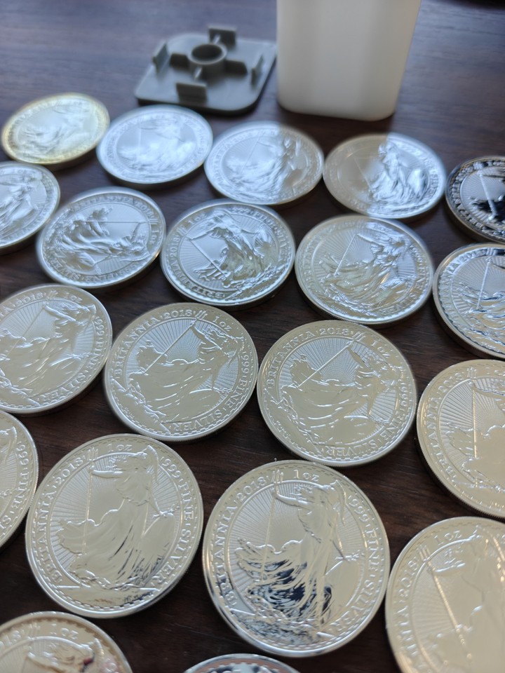 25 x 1oz Silver Britannia Coins (2019) Tube – 25oz .999 Fine Silver ...