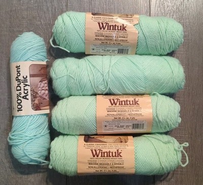 5 Lot- 4 New Wintuk Acrylic Baby Green Yarn 4-ply & 1 Dupont Used Mint ...