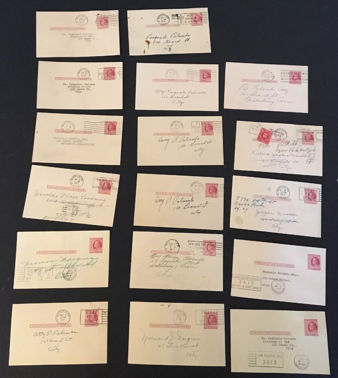Vintage US 2 cent pre-stamped postcards Benjamin Franklin lot of 17 ...