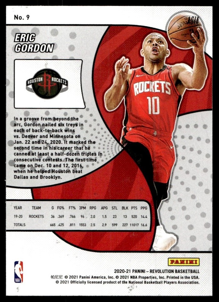 2020-21 Panini Revolution Asia Eric Gordon G8 Houston Rockets #9 | eBay