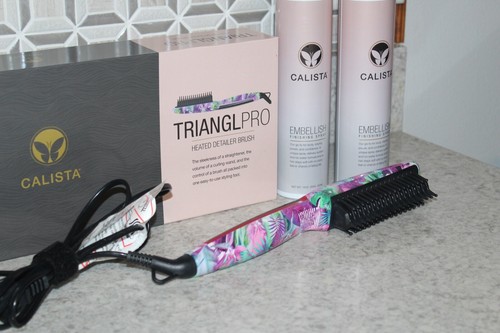 Calista Triangle Pro+ Heated Detailer Brush Pink Floral + 10 Oz ...