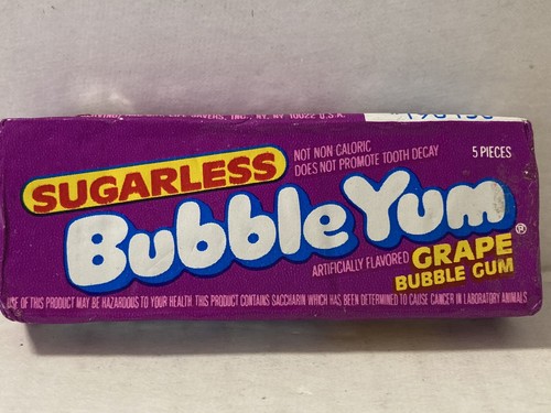 RARE Vintage 1980s Bubble Yum GRAPE Sugarless Bubble Gum 5 Piece NOS ...