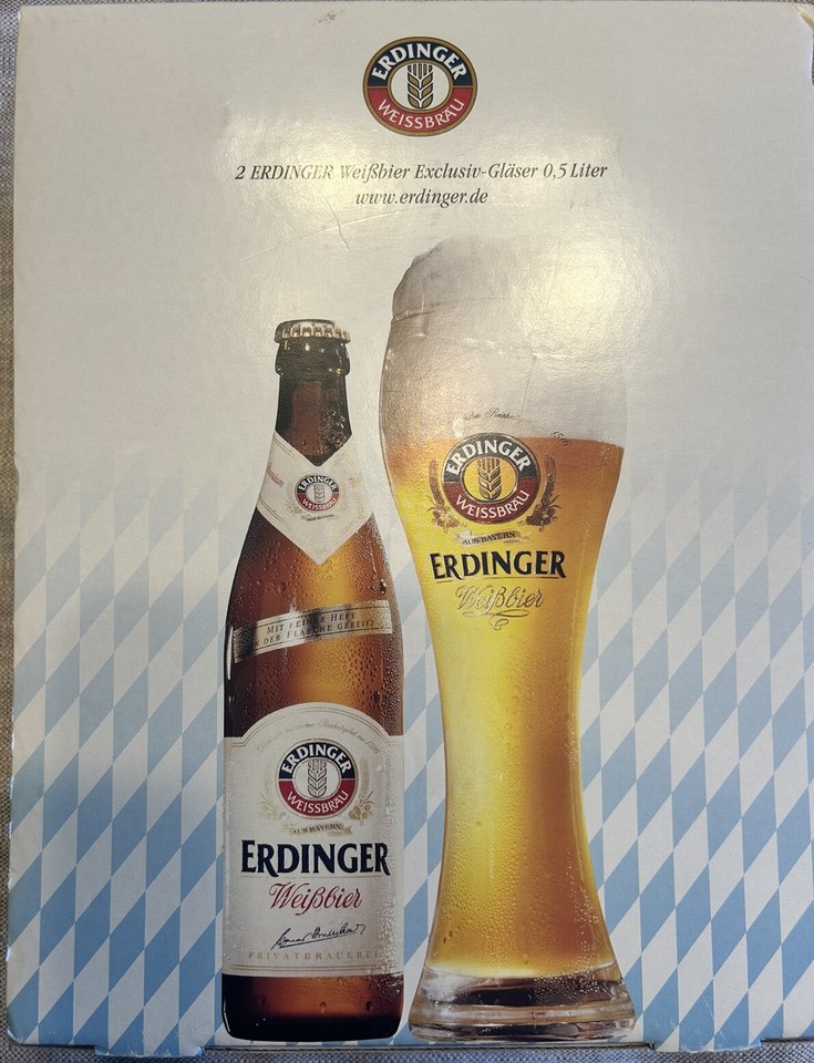 Pair Of ERDINGER Weissbrau WeibBier 10” German Pilsner Beer Glass .5L ...