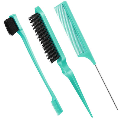 Geiserailie 3 Pcs Slick Back Hair Brush Set Bristle Brush Edge Control ...