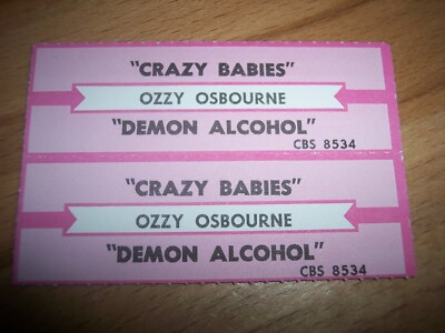2 Ozzy Osbourne Crazy Babies / Demon Alcohol Jukebox Title Strips | eBay