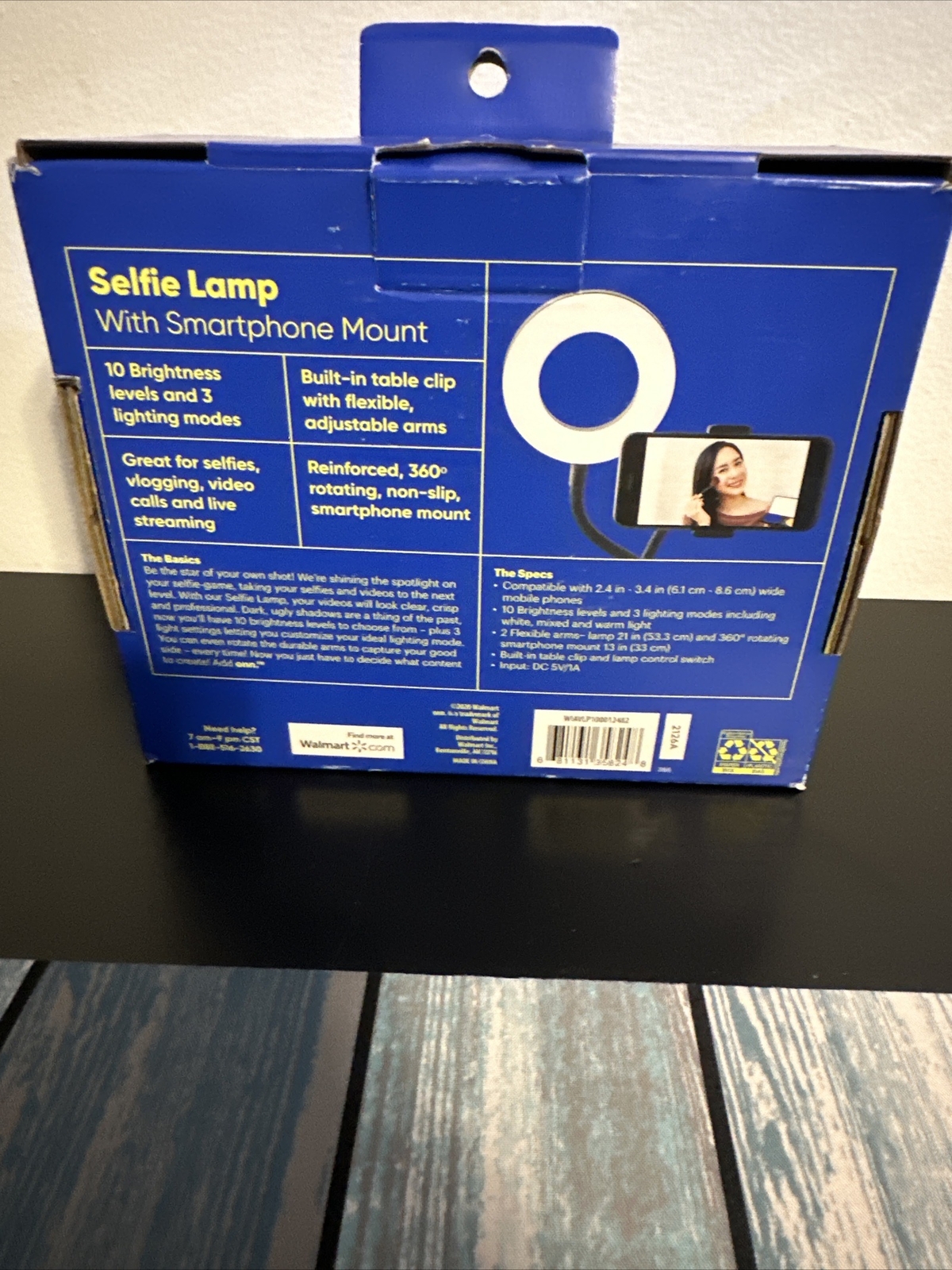 Add Onn Selfie Lamp + Smartphone Holder Adjustable Levels Flex Clamp ...