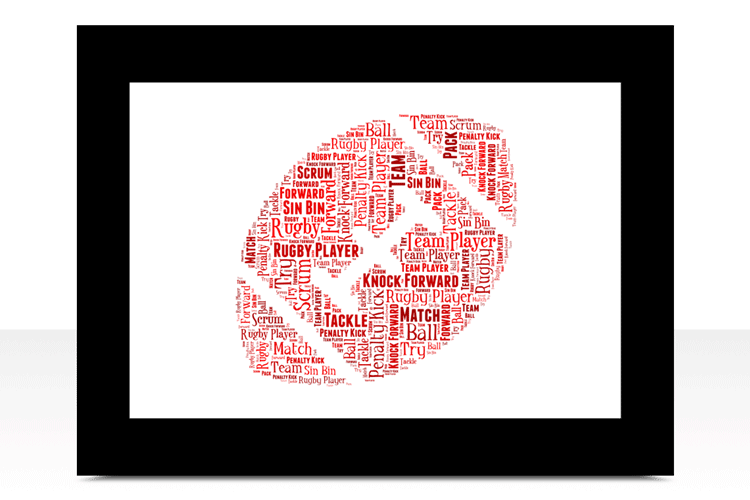 Rugby Ball Word Art - Personalised Rugby Player Team Gift - Add Your ...