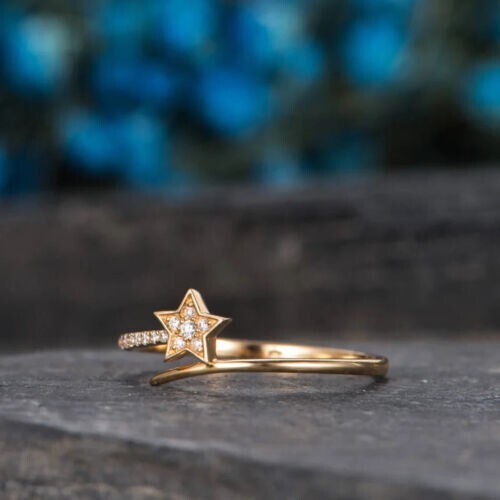 Ladies Star Adjustable Anniversary Band Ring VVS Lab Created Diamond ...