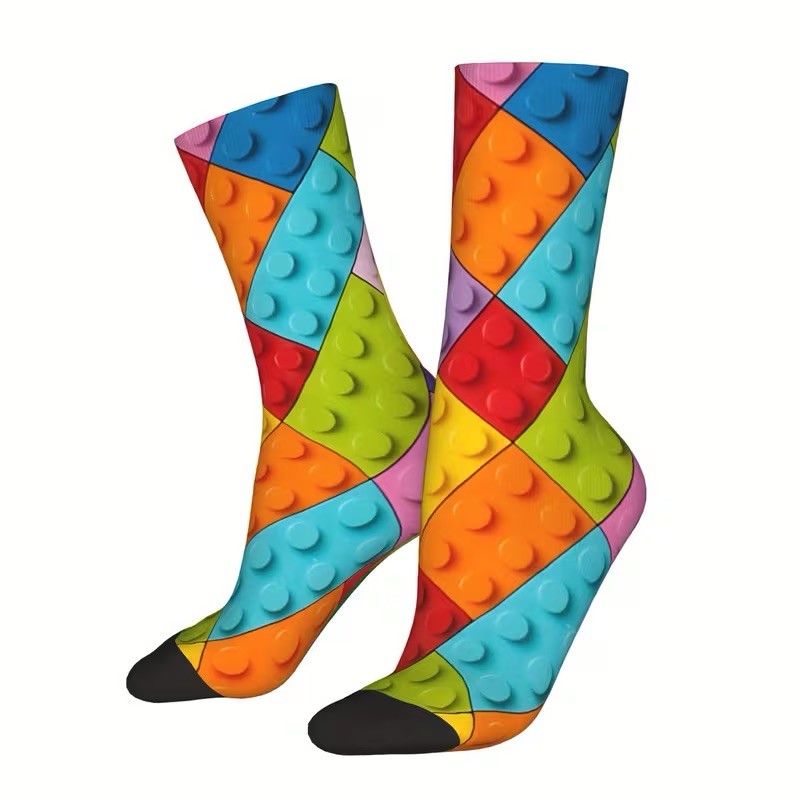 Lego Inspired Multi Colour Brick Building Socks - ADULT ONE SIZE | eBay UK
