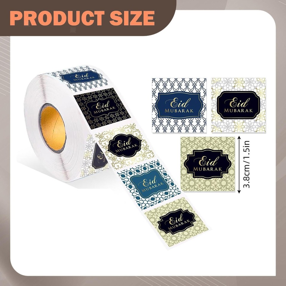 500 Stück Eid-Aufkleber, islamische Feiertagsaufkleber, Eid Mubarak ...