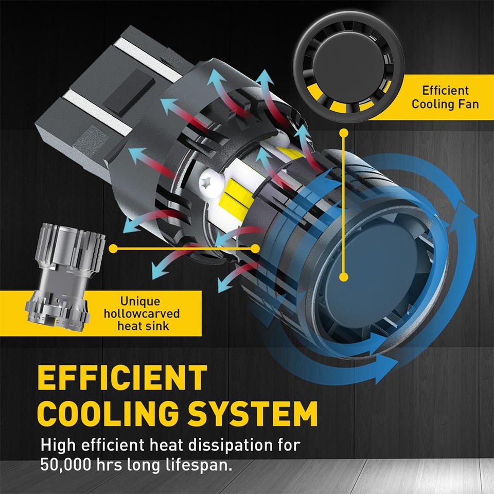 2X AUXITO 7443 7444 LED White Turn Signal Backup Reverse Lights 3000LM ...