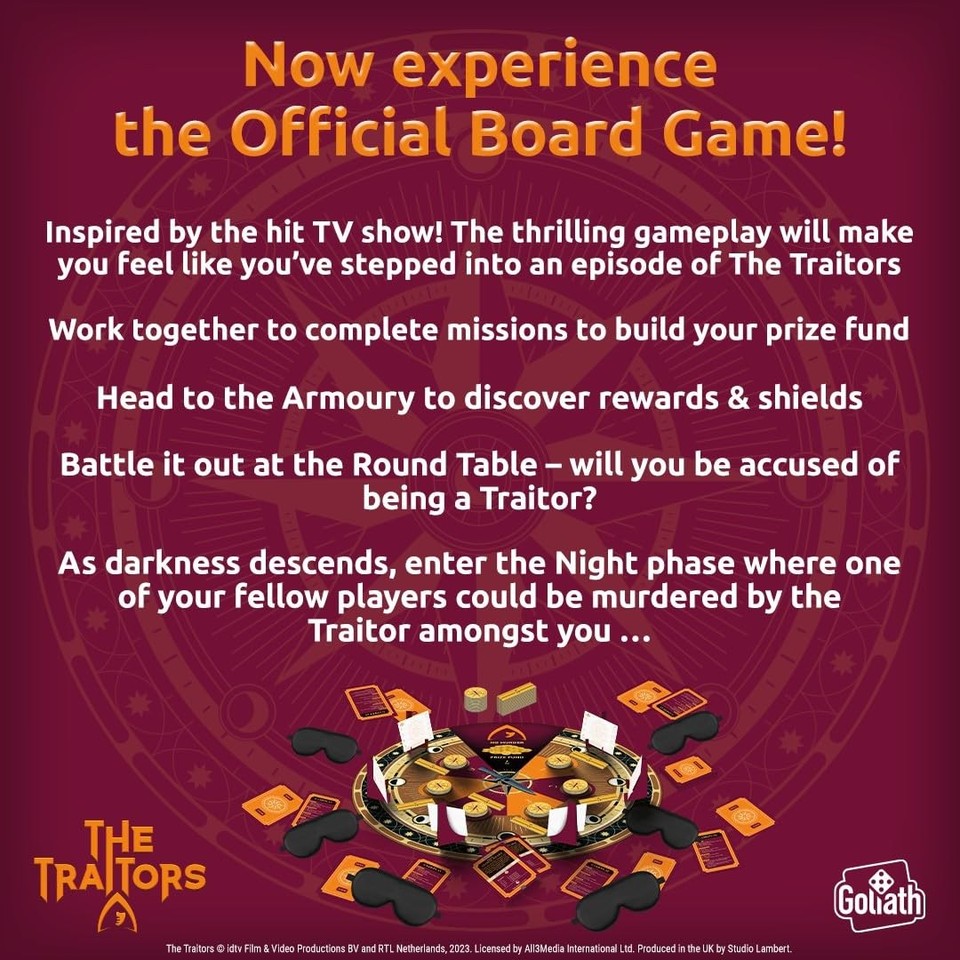 The Traitors Official Board Game by Goliath – BBC Hit TV Show Family ...