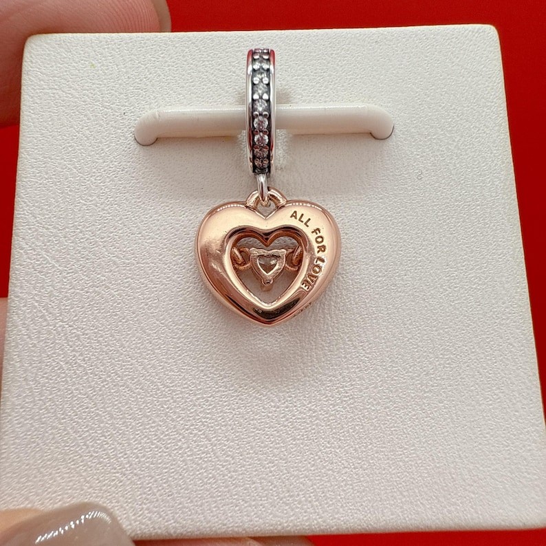 Two-tone Radiant Heart Dangle Charm ,Charm for bracelet | eBay