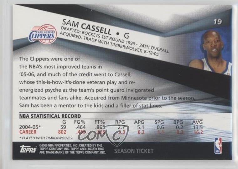 2005-06 Topps Luxury Box Season Ticket Sam Cassell #19 | eBay