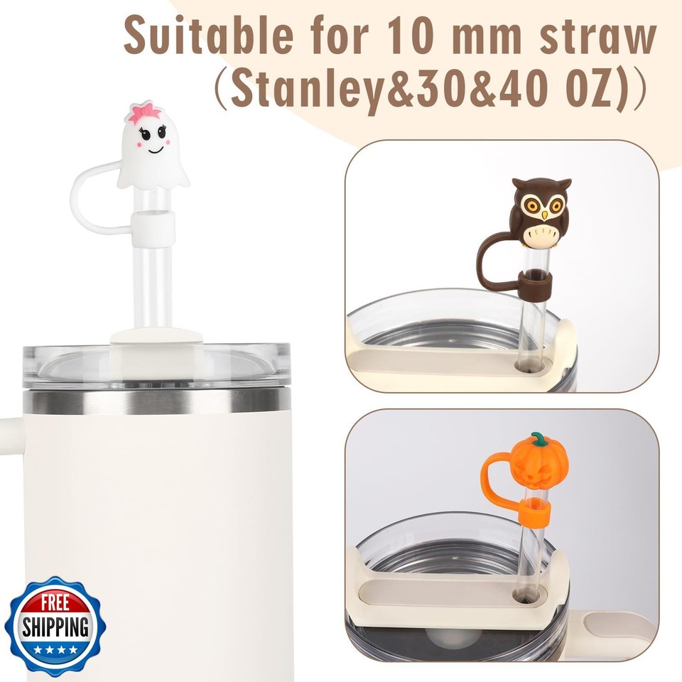 6Pcs Halloween Straw Cover Cap Compatible with Stanley Cups 30 40 oz ...