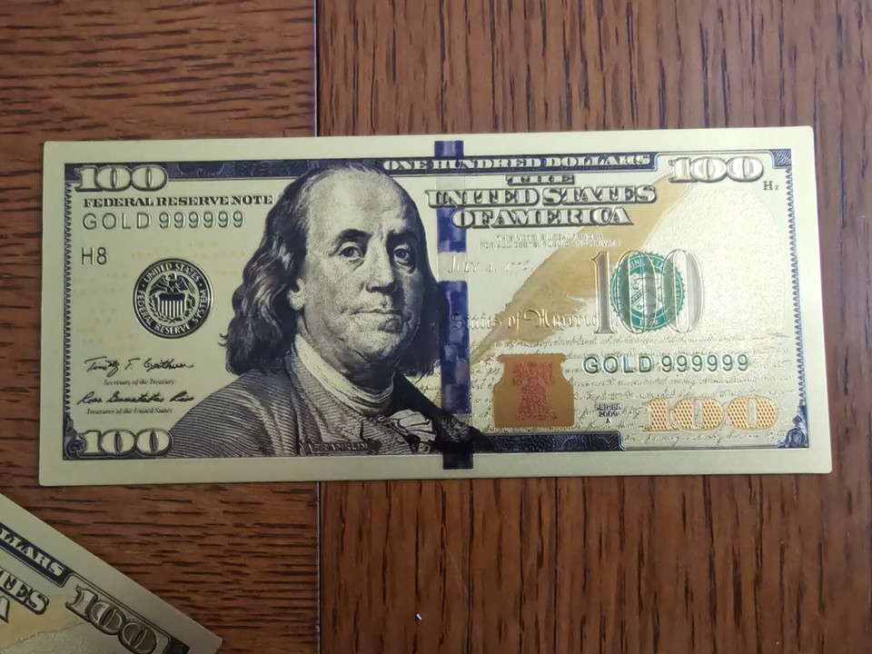 2009-A BENJAMIN FRNAKLIN 1 GRAM 24k GOLD NOTE $100 DOLLAR BELL IS 1 ...