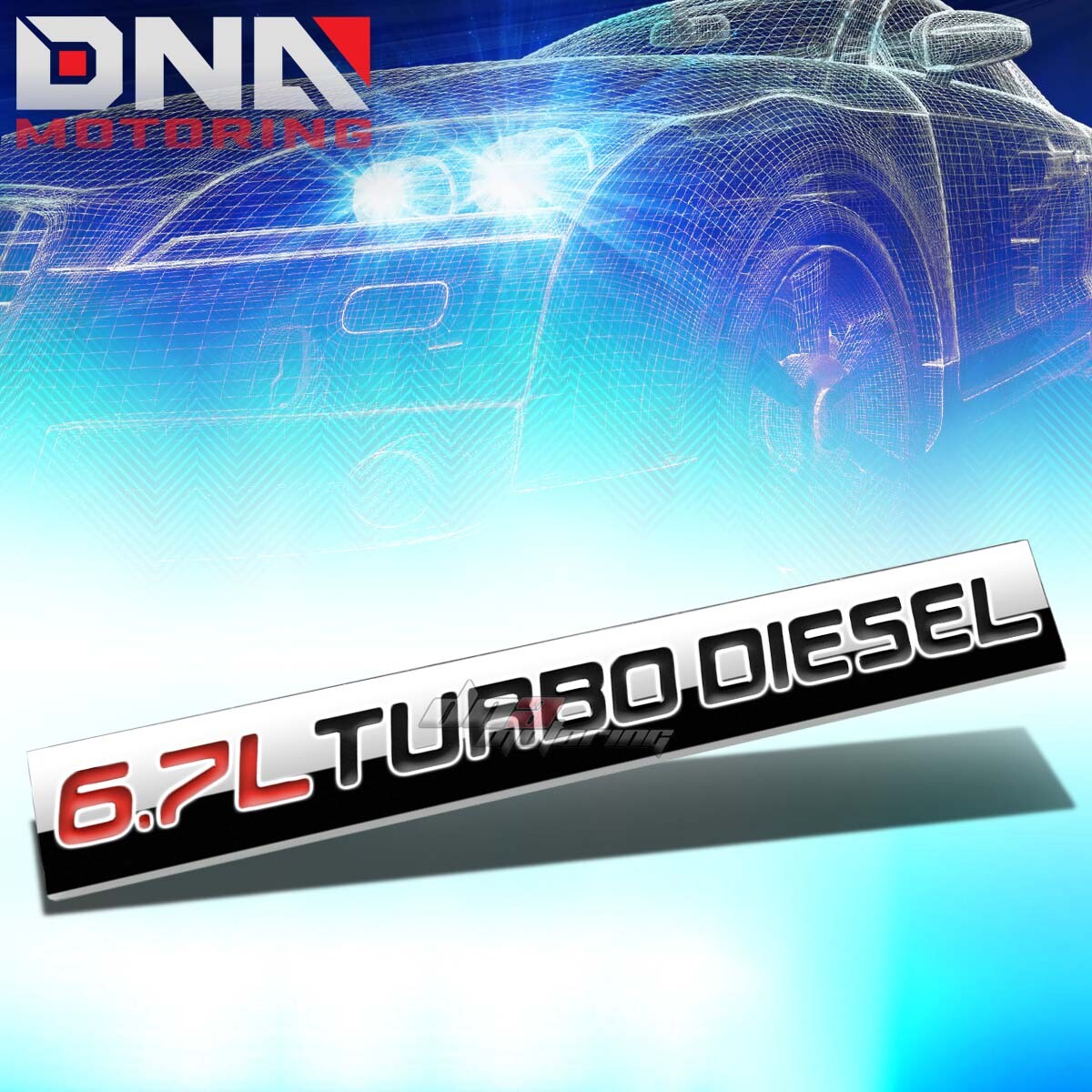 ALUMINUM STICK ON RED/BLACK 6.7L 6.7 L TURBO DIESEL DECAL EMBLEM TRIM ...