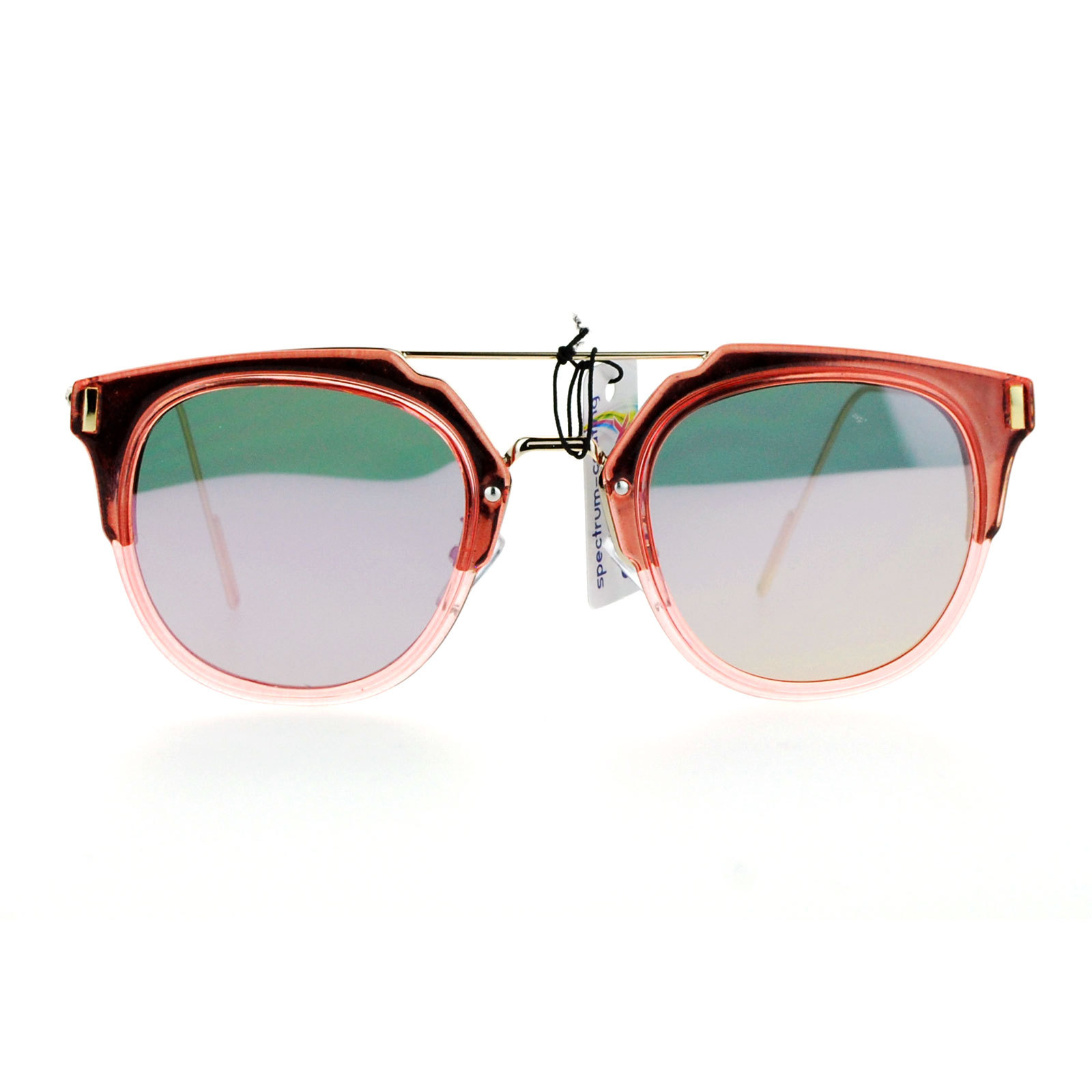 Women's Designer Fashion Sunglasses Flat Top Bar Flat Mirror Lens Frame ...