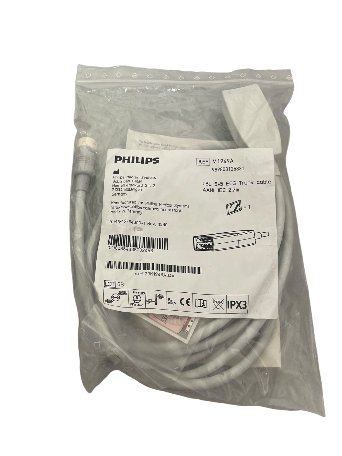 Genuine Philips M1949A 10 Lead ECG Trunk Cable 989803125831 for sale ...