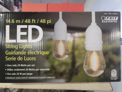 Feit Electric 48 FT LED Outdoor String Lights patio lights (24 Bulbs ...